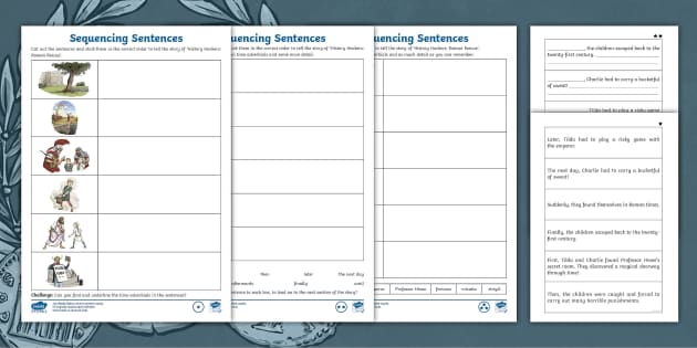 KS2 Sequencing Sentences Differentiated Worksheets (Ancient Romans Story